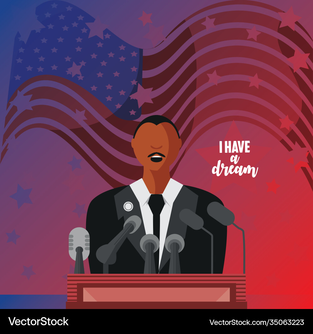 Martin luther king giving a speech on waving Vector Image