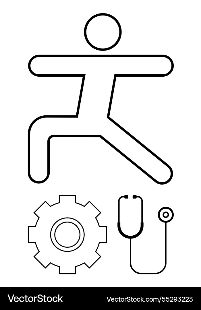 Minimalist human figure in motion with gear Vector Image