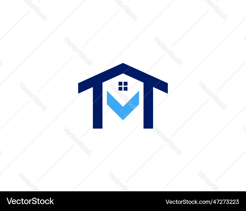 Simple letter m house shape logo design template Vector Image