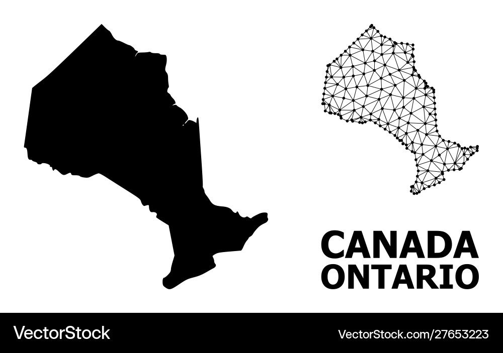 Solid and network map ontario province Royalty Free Vector