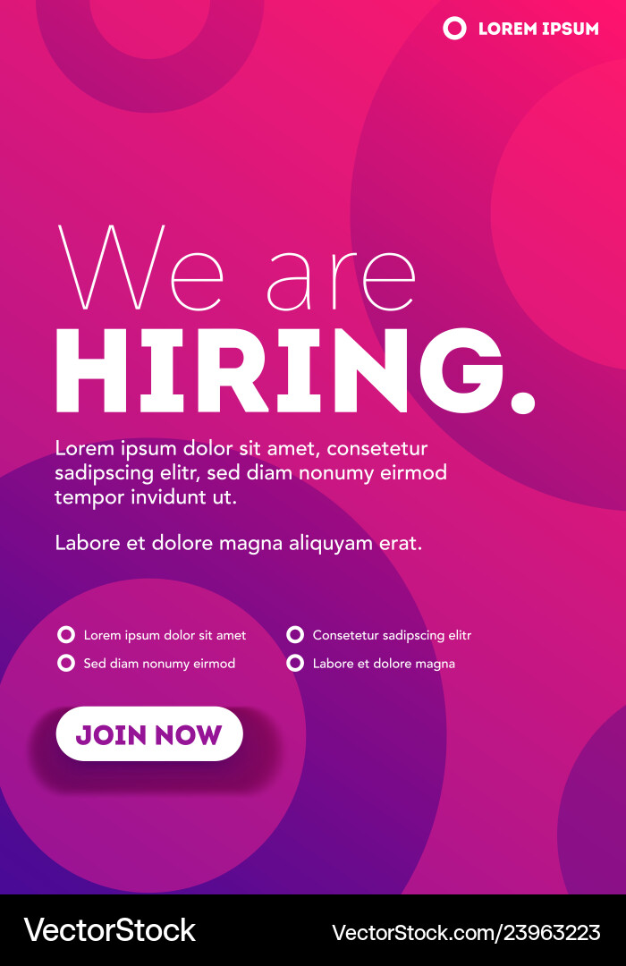 We are hiring join our team poster Royalty Free Vector Image