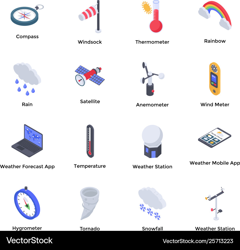 Weather forecaster icons Royalty Free Vector Image