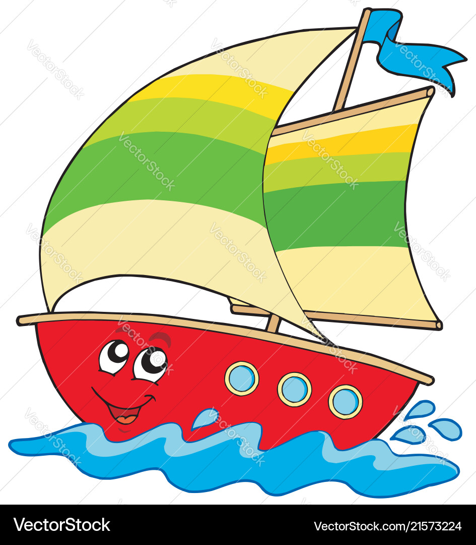 Cartoon Sailboat on White Royalty Free Vector Image