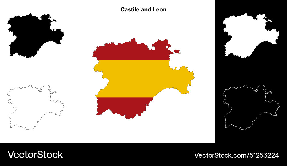 Castile and leon outline map Royalty Free Vector Image