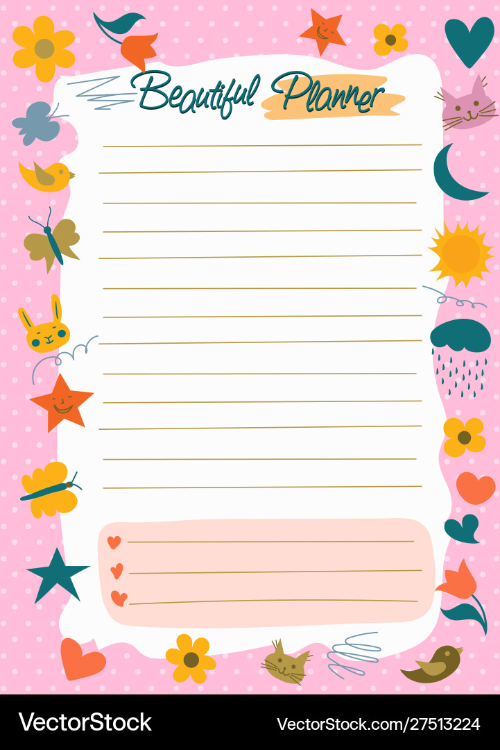 Daily planner to do list note paper Royalty Free Vector