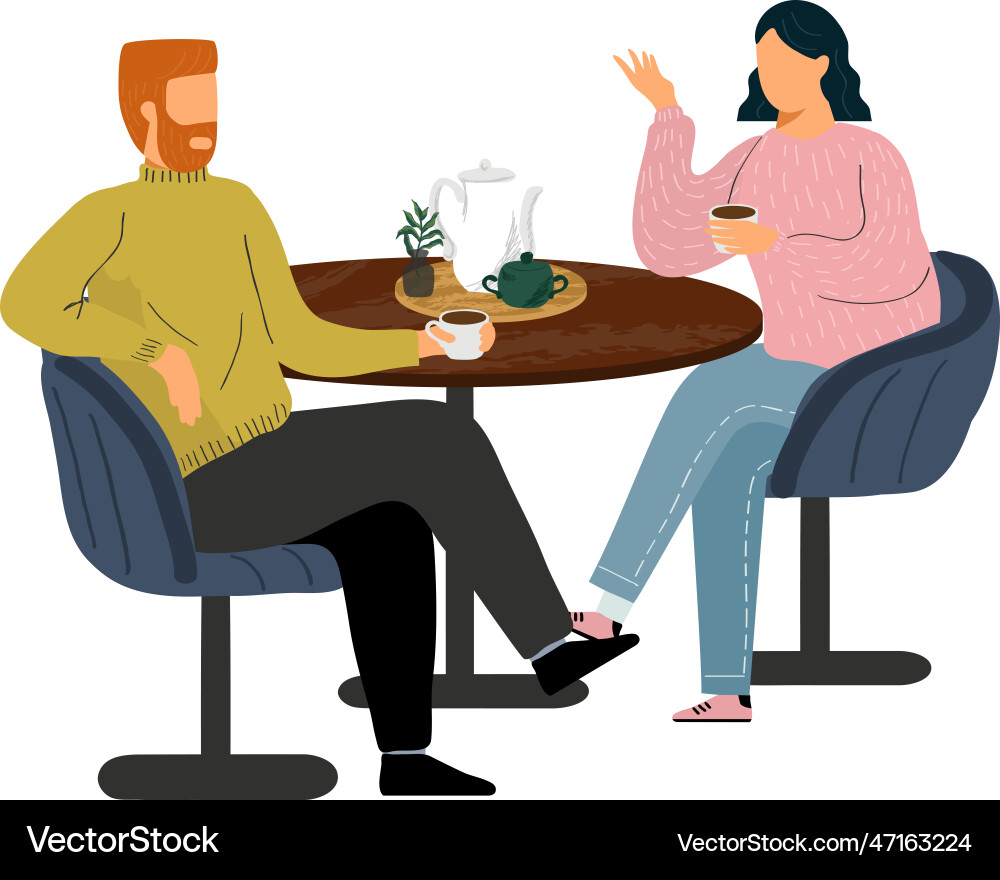 Friends Talking Over Tea Royalty Free Vector Image