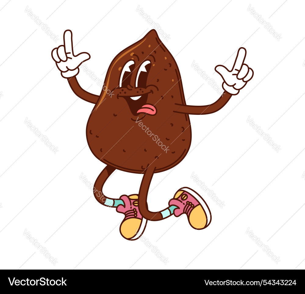Funny groovy truffle character cheerfully dancing Vector Image