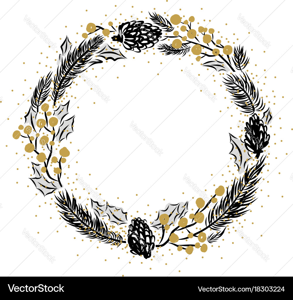 Hand drawn christmas frame design Royalty Free Vector Image