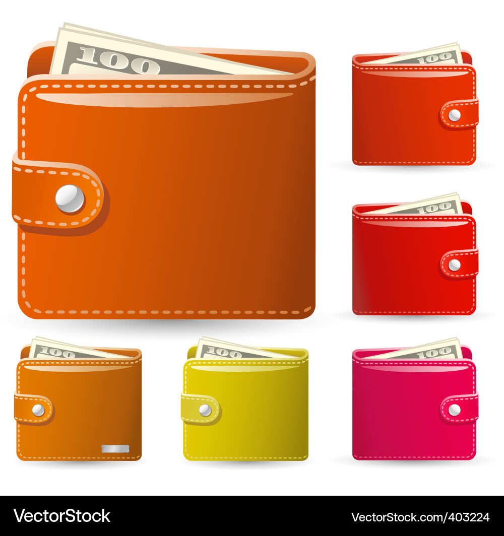 Leather wallets Royalty Free Vector Image - VectorStock