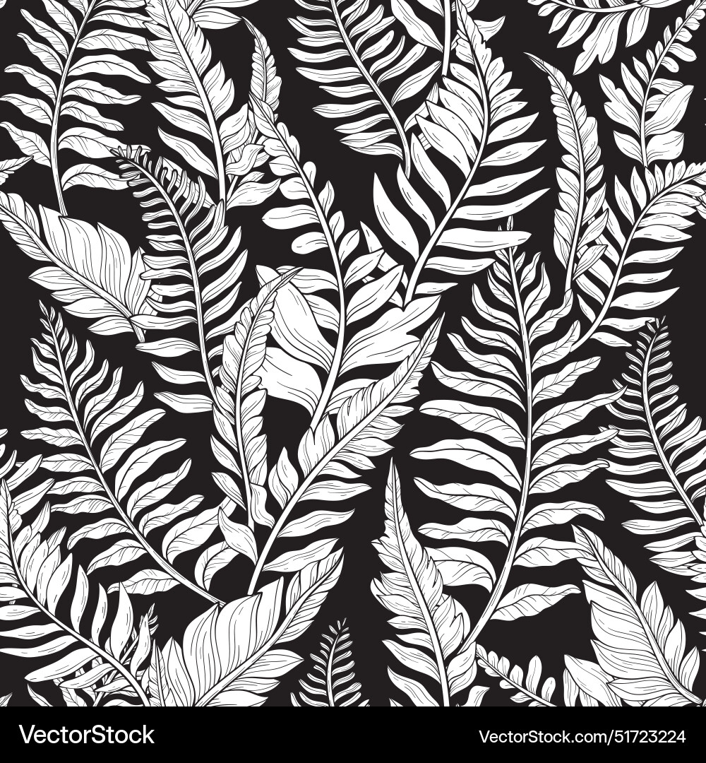 Seamless pattern of wild forest plants leaves Vector Image