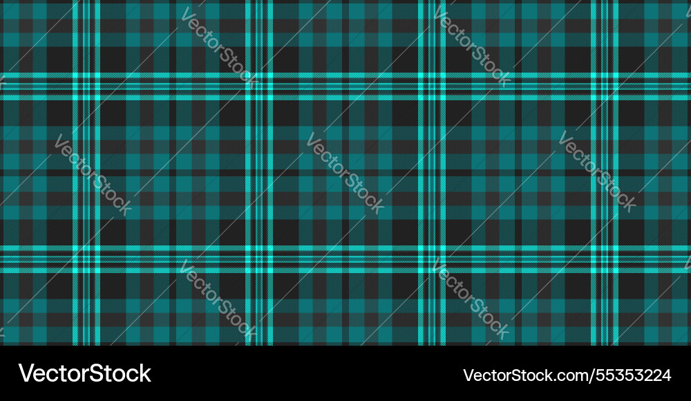 Stylish teal and black plaid pattern perfect for Vector Image