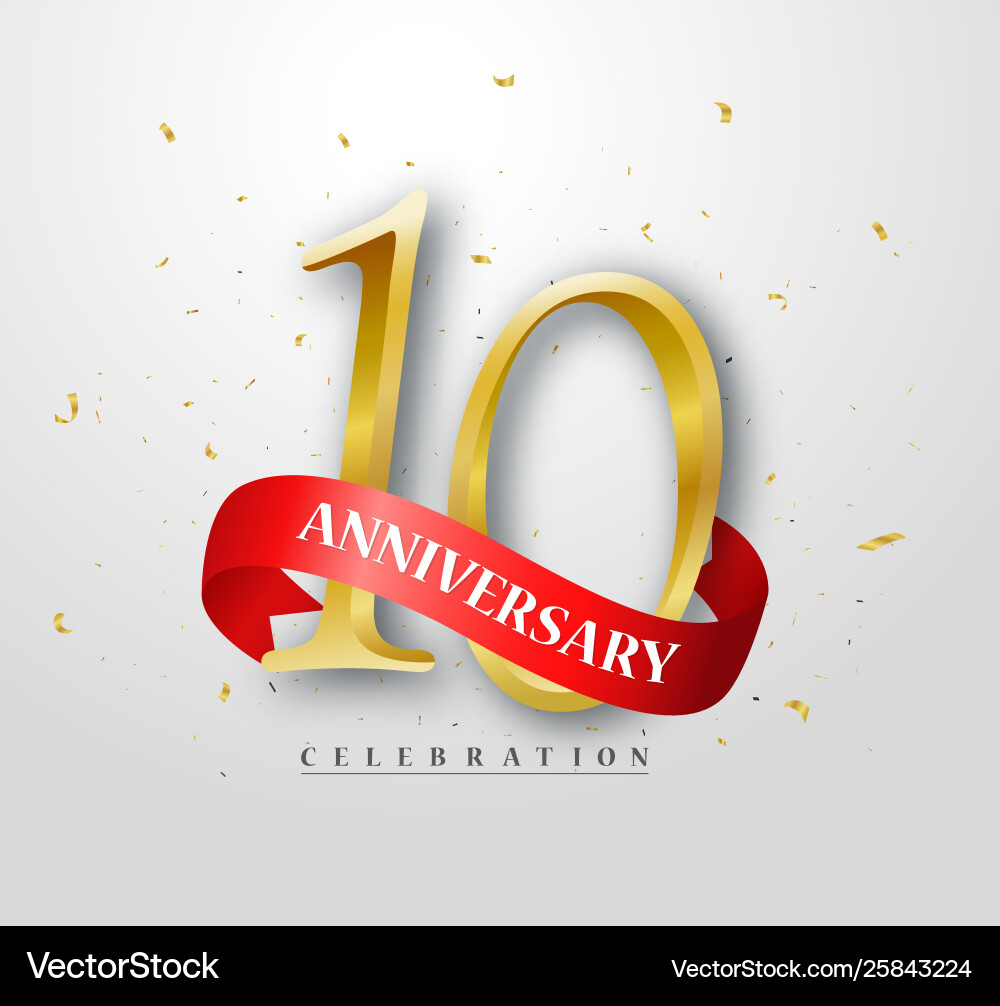 Ten Years Anniversary Celebration Banner Vector Image