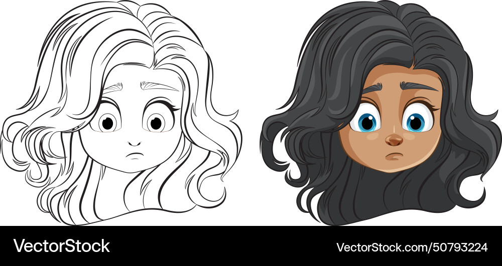 Two cartoon faces showing different emotions Vector Image