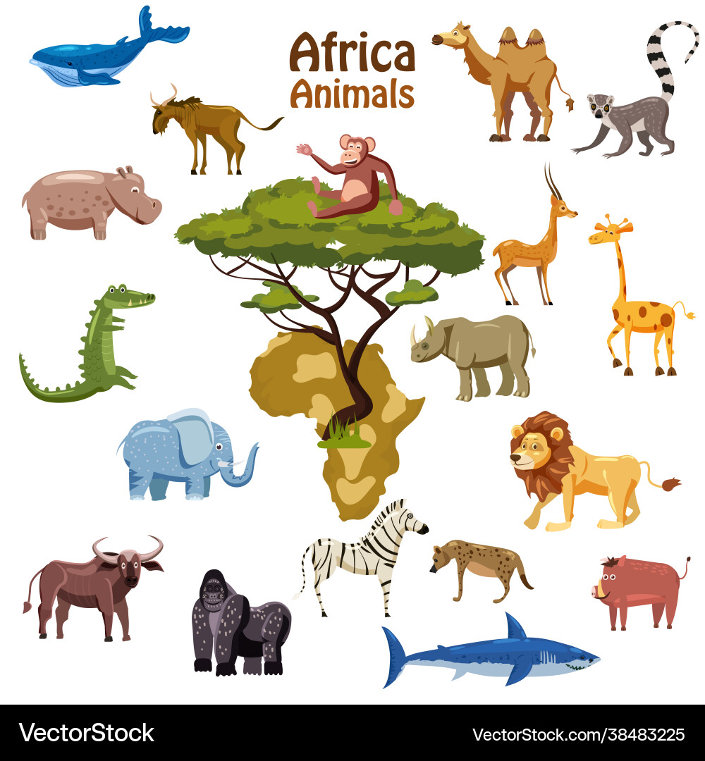 African Animals - Tropical Wildlife Royalty Free Vector