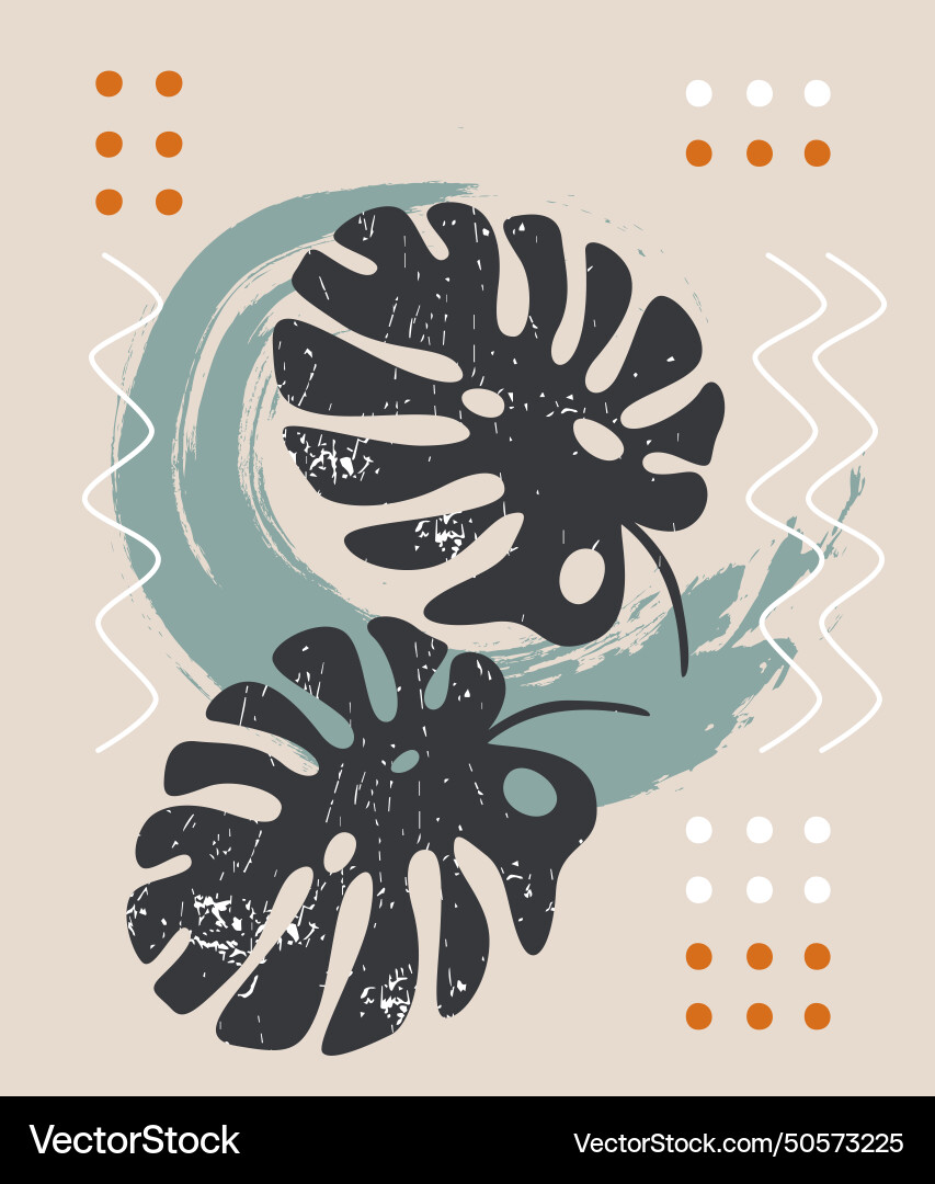 Card with leaves and grunge textures Royalty Free Vector