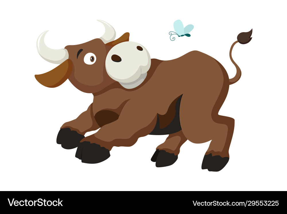 Cartoon style bull farm Royalty Free Vector Image