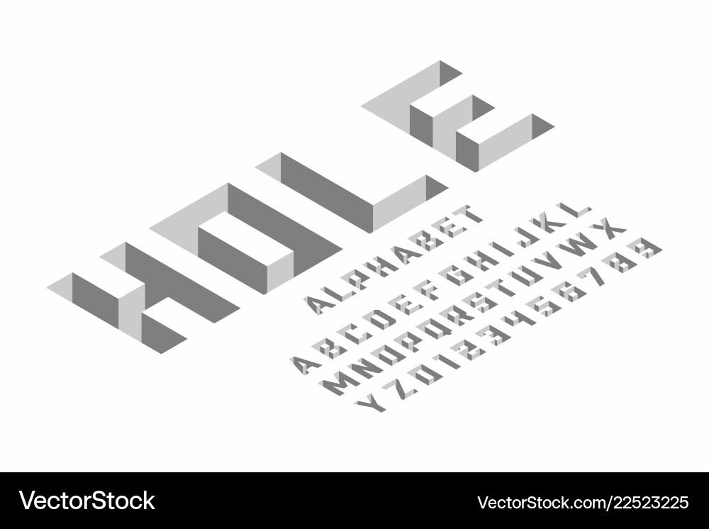Isometric 3d font design Royalty Free Vector Image