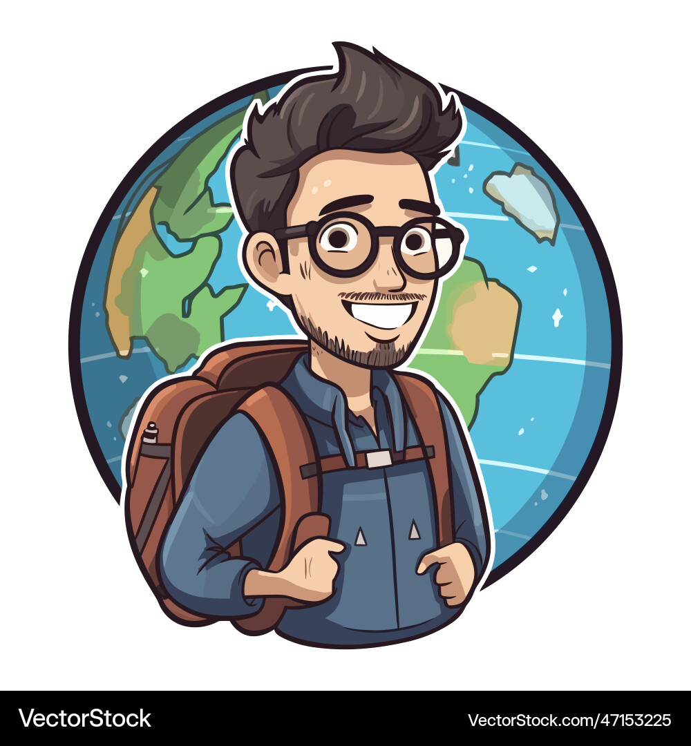 Male world traveler Royalty Free Vector Image - VectorStock