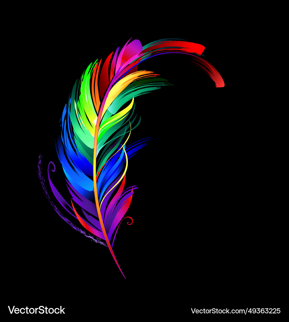 Rainbow feather luminescent paint Royalty Free Vector Image
