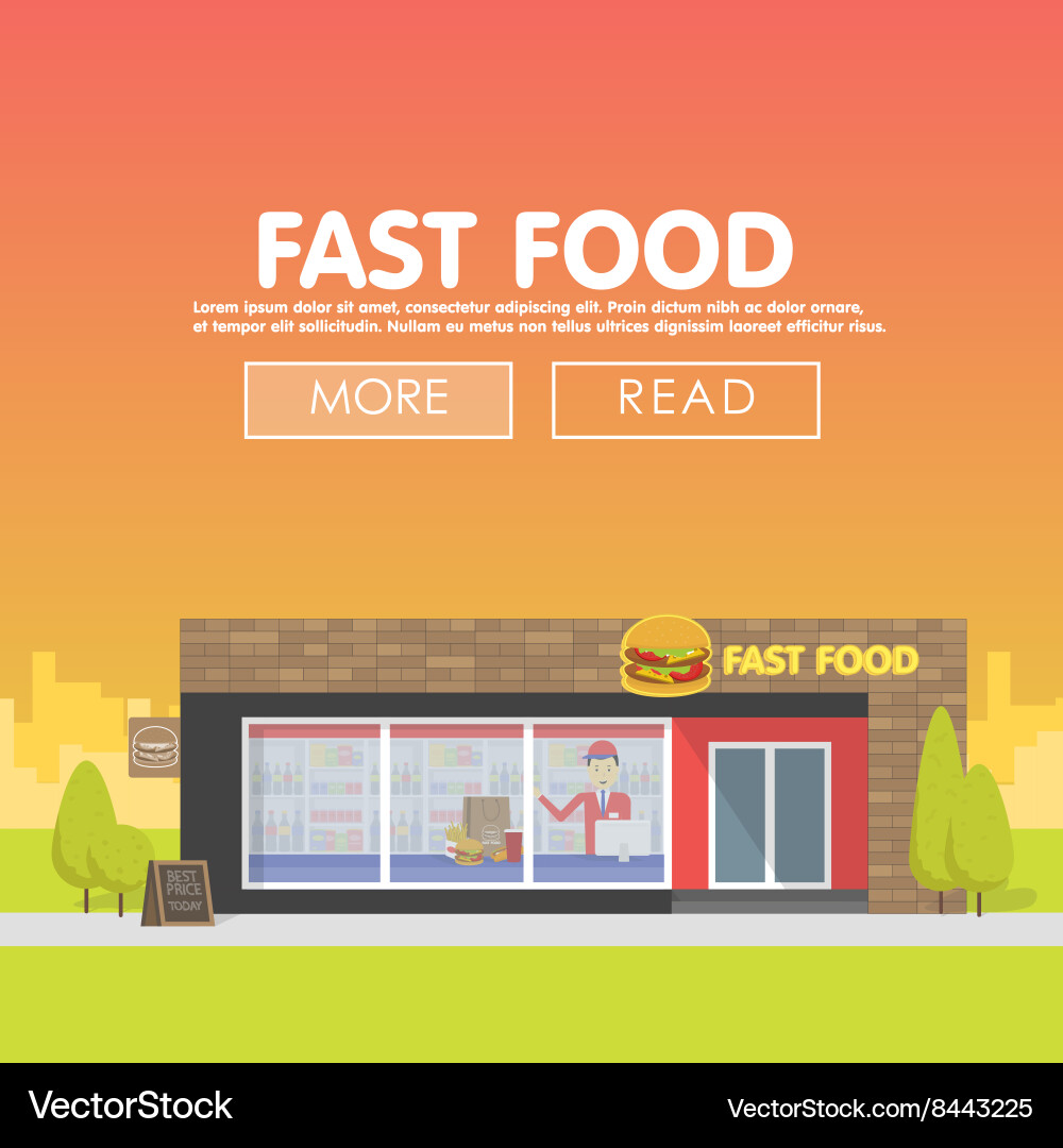 Restaurants and shops facade storefront Royalty Free Vector