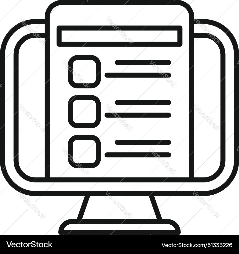 Flat line icon of online survey or form Royalty Free Vector