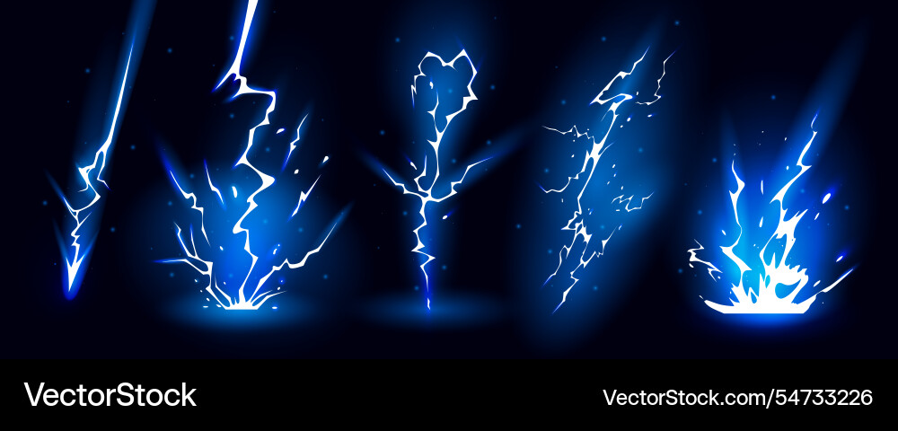 Lightning strike bolt silhouettes sequence Vector Image