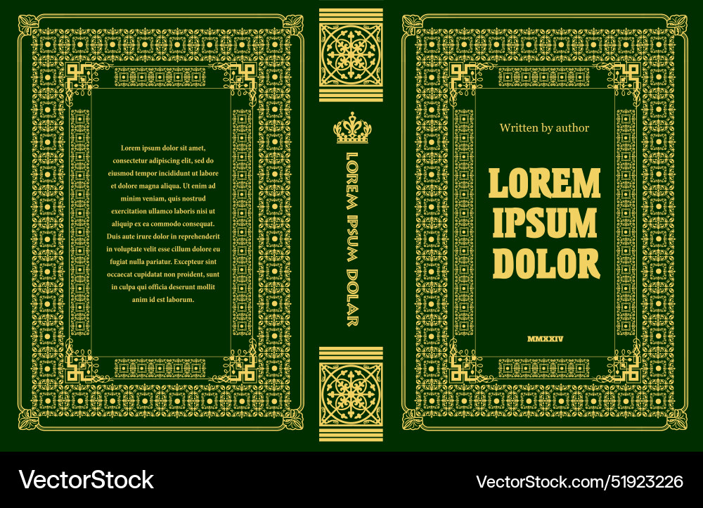 Old book cover design elements 3d hand drawn Vector Image