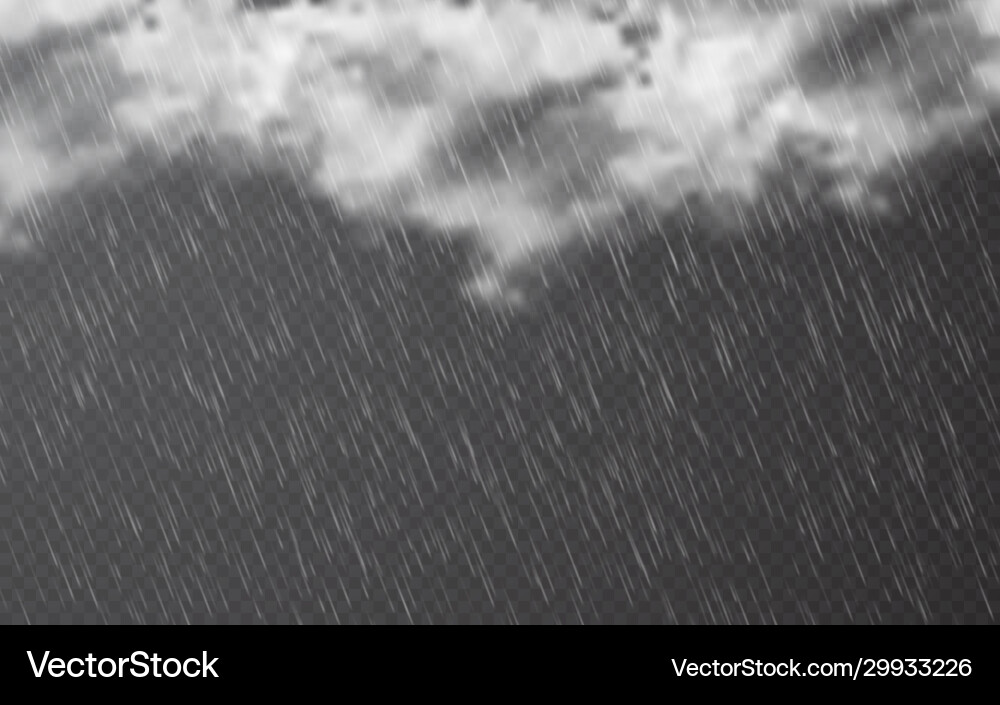 Rain drops with clouds on transparent background Vector Image