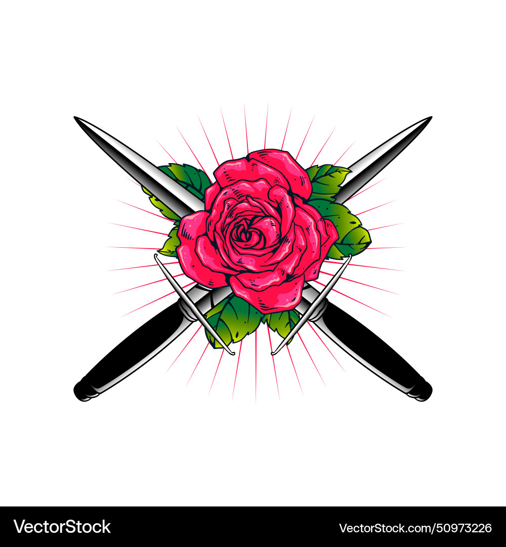 Rose flower with knife Royalty Free Vector Image