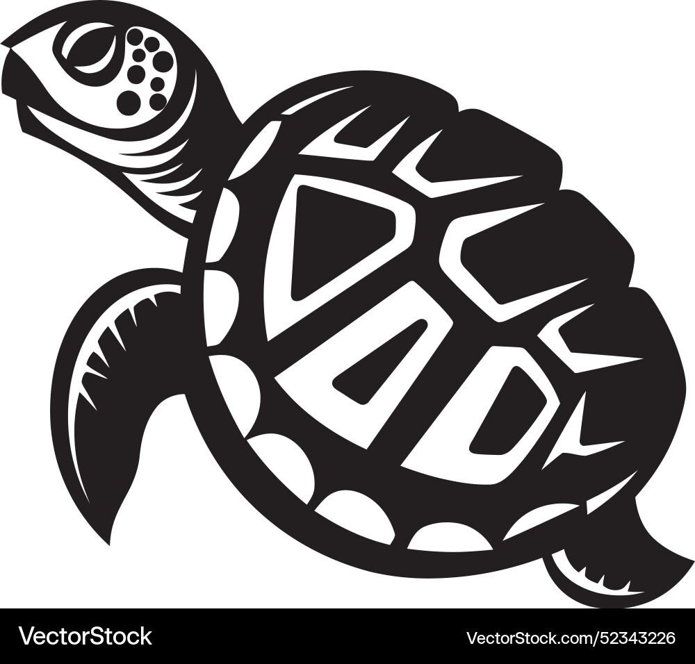 Sleek lines black turtle style beauty artistic Vector Image