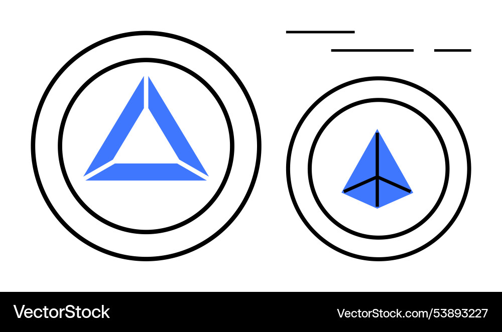 Blue geometric triangles within circles in modern Vector Image