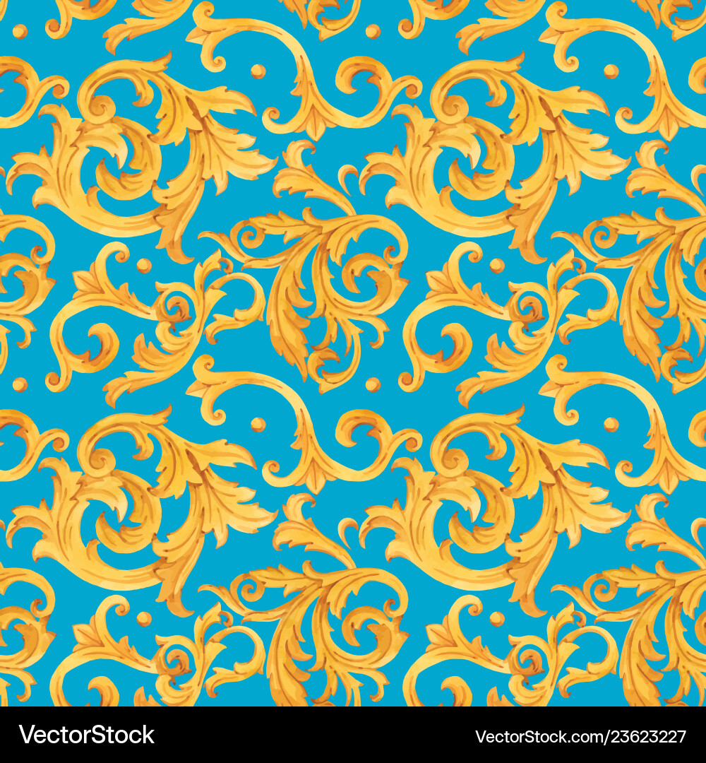 Golden baroque rich luxury pattern Royalty Free Vector Image