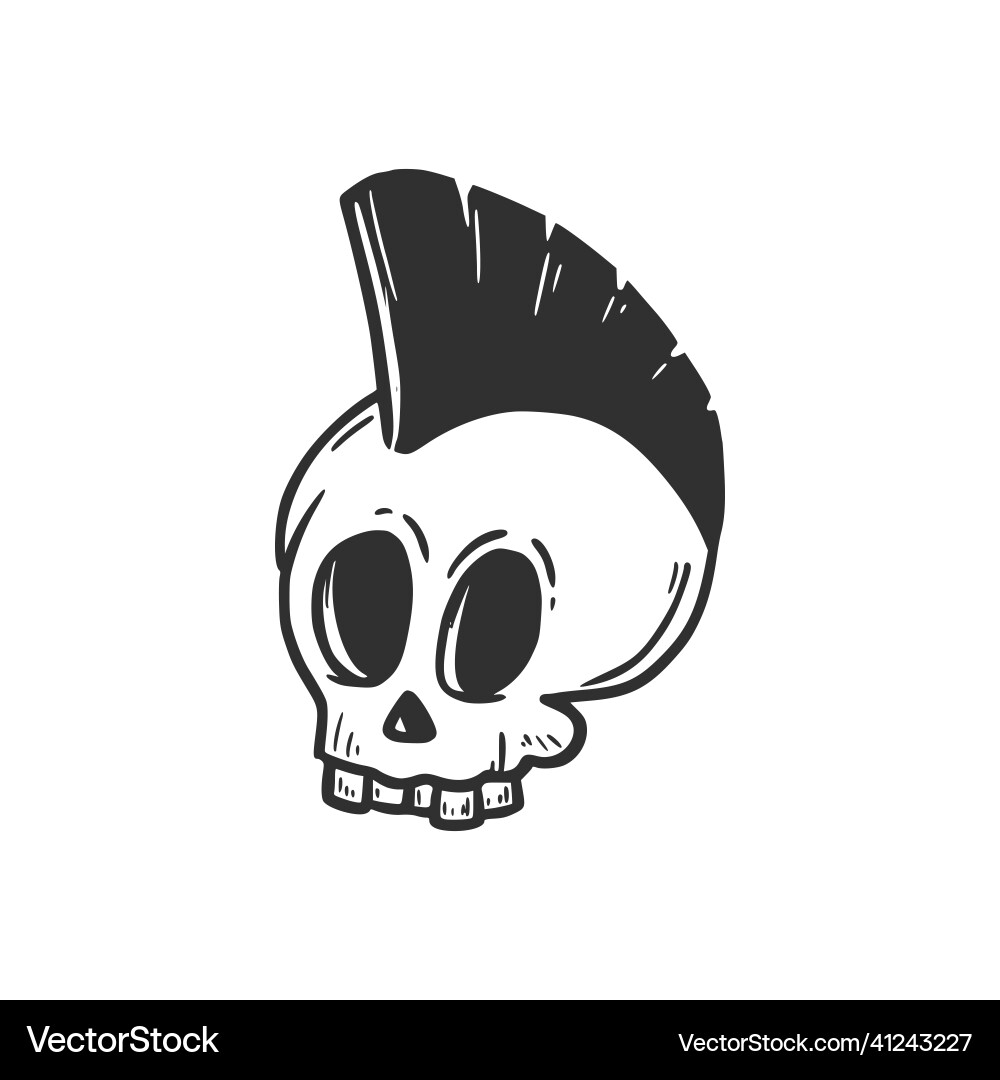 Hand drawn skull head doodle Royalty Free Vector Image