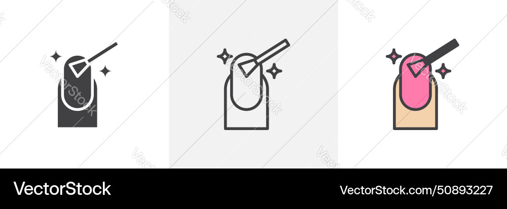 Manicure icon set finger nail colours symbol Vector Image