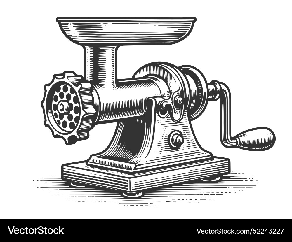 Manual meat grinder engraving Royalty Free Vector Image