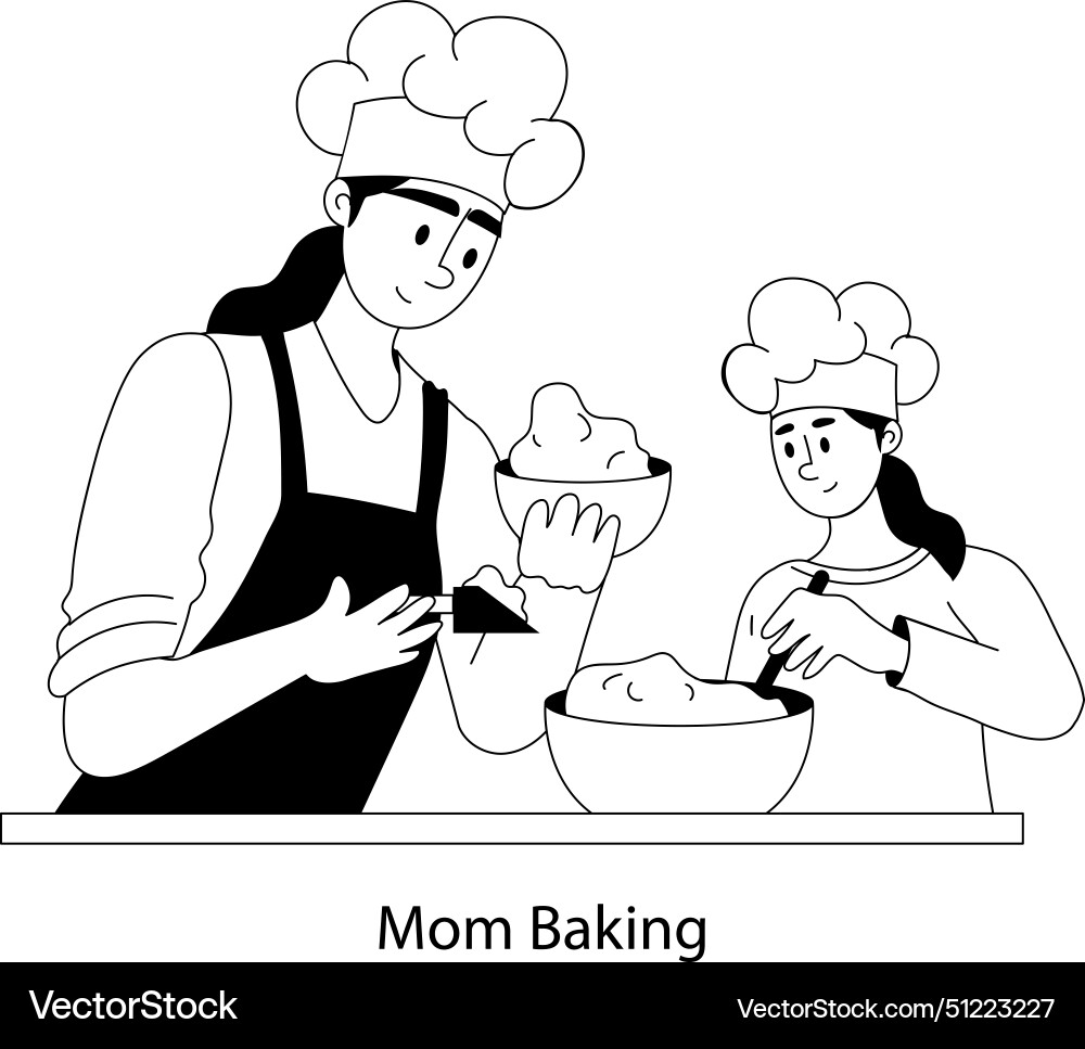 Mom baking Royalty Free Vector Image - VectorStock