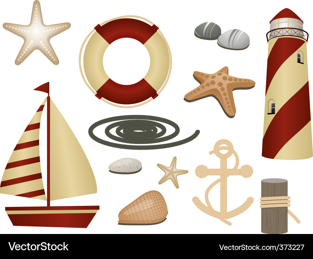 Nautical Elements Collection Royalty Free Vector Image