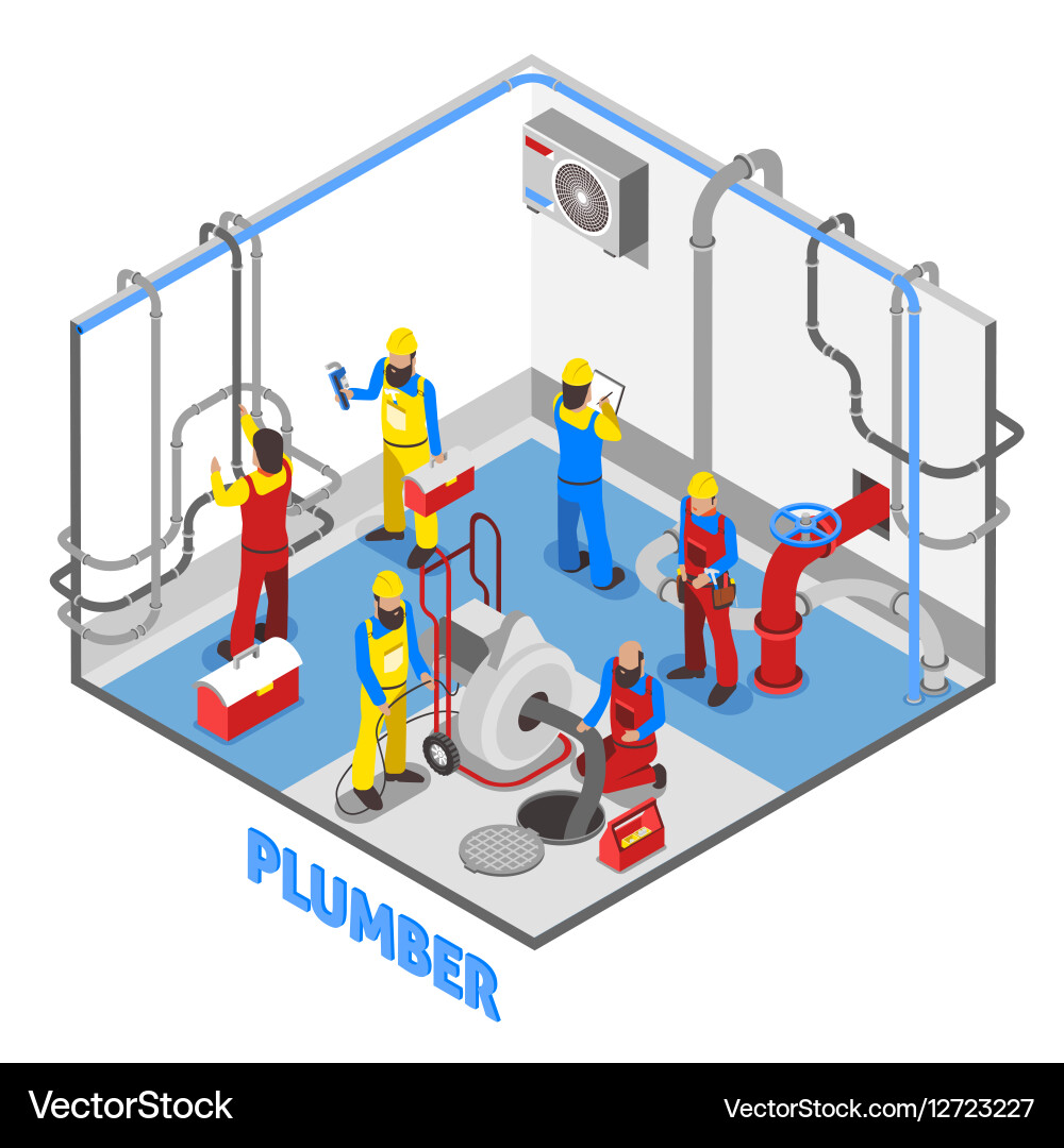 Plumber Repair Isometric Scene Royalty Free Vector Image