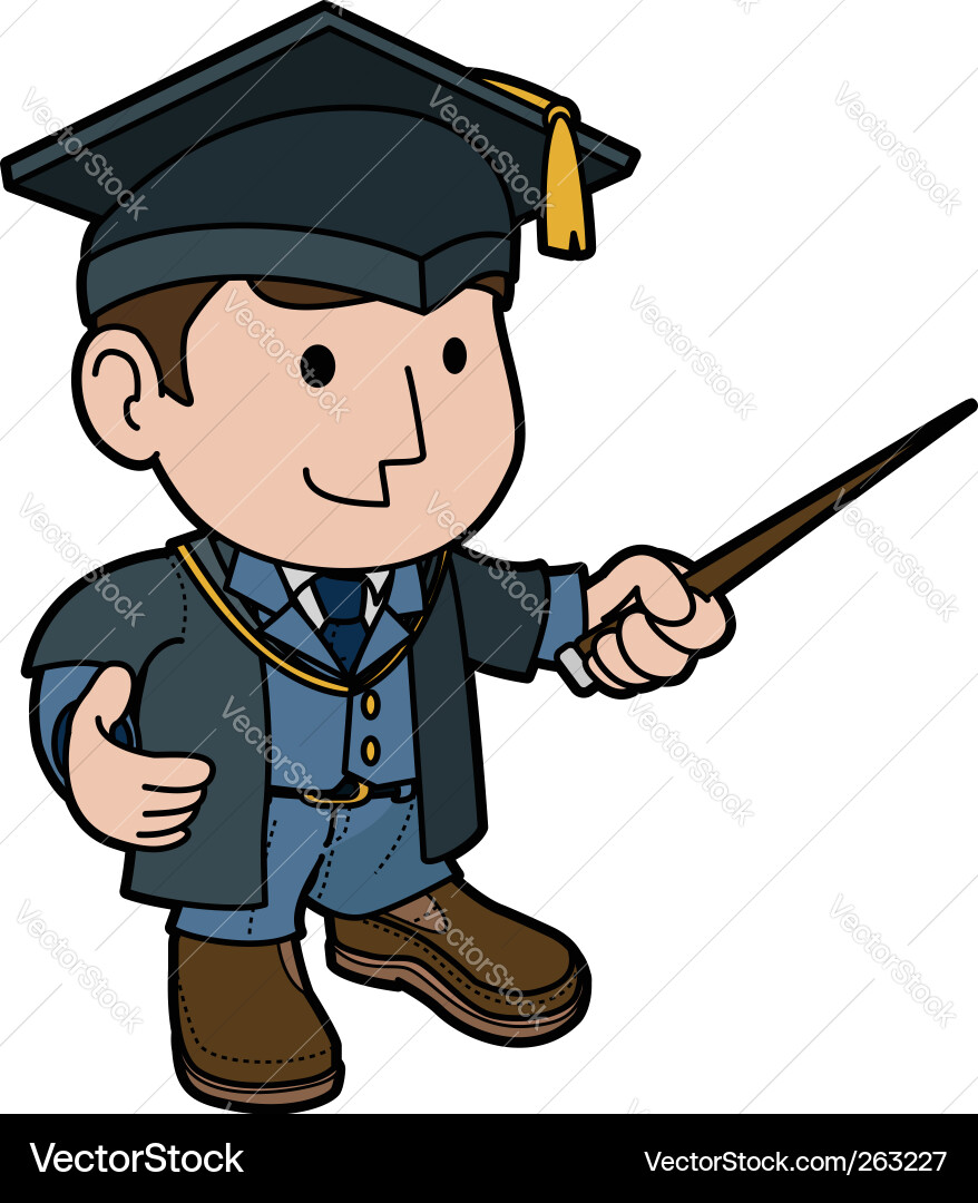 Professor in cap and gown Royalty Free Vector Image