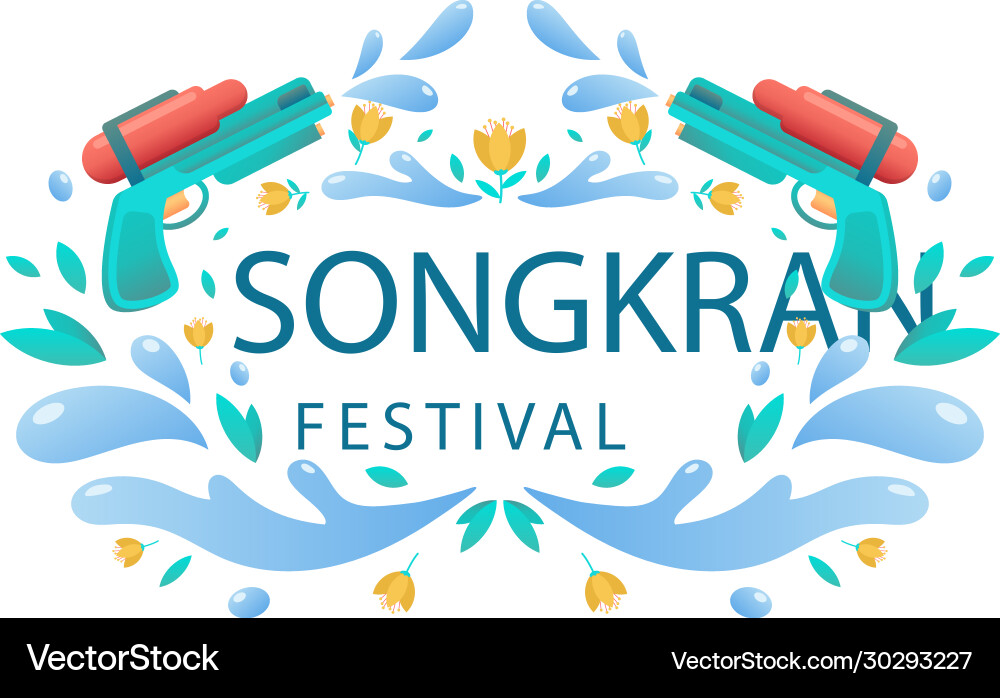 Realistic songkran concept design Royalty Free Vector Image