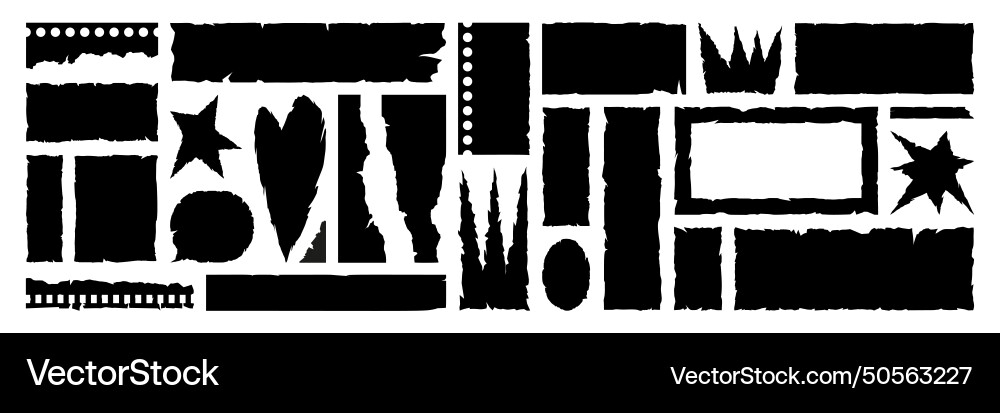 Set of grunge jagged rectangle irregular star Vector Image