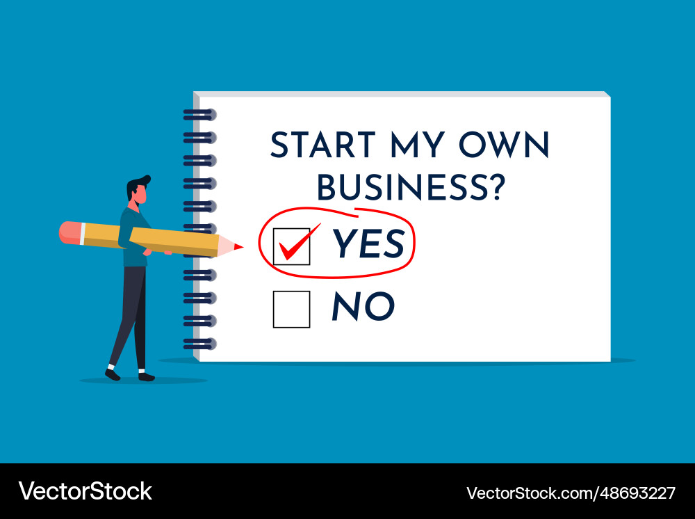 Start my own business words on notebook paper Vector Image