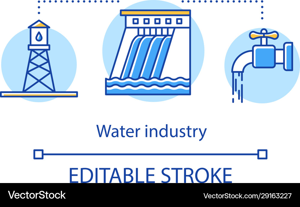 Water industry concept icon tower dam tap Vector Image