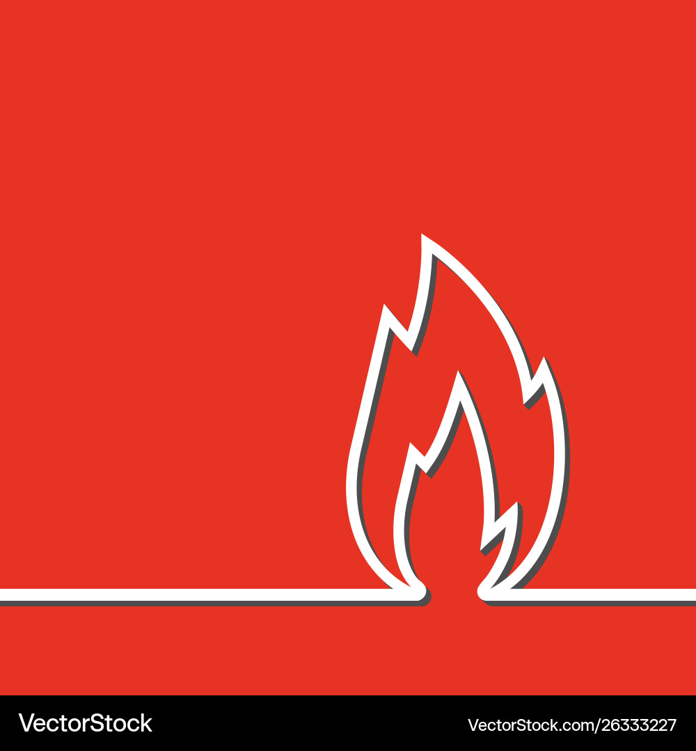 White line sign flame icon Royalty Free Vector Image