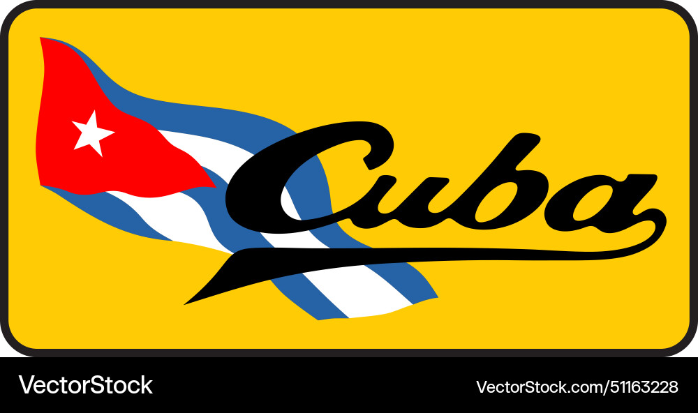 Cuba artistic lettering with waving flag Vector Image
