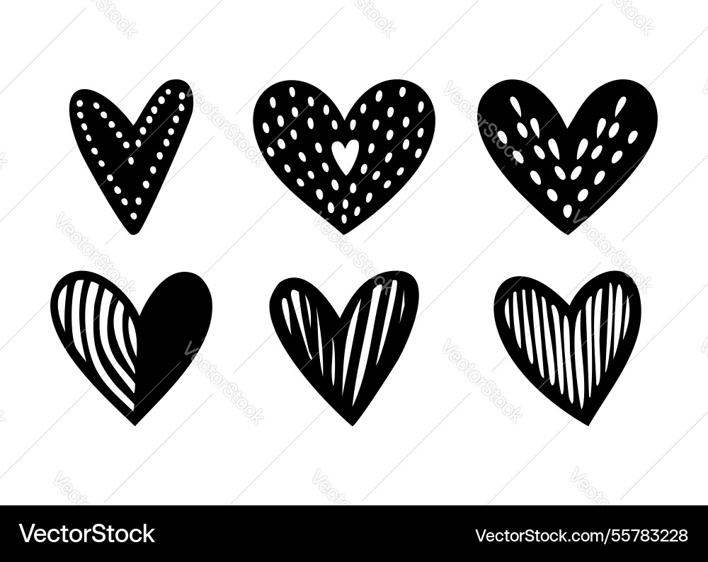 Decorative love hearts set Royalty Free Vector Image