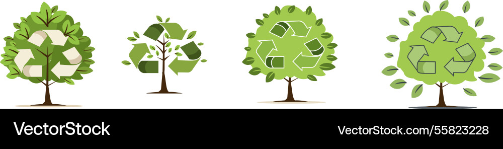 Eco trees with recycling icons Royalty Free Vector Image