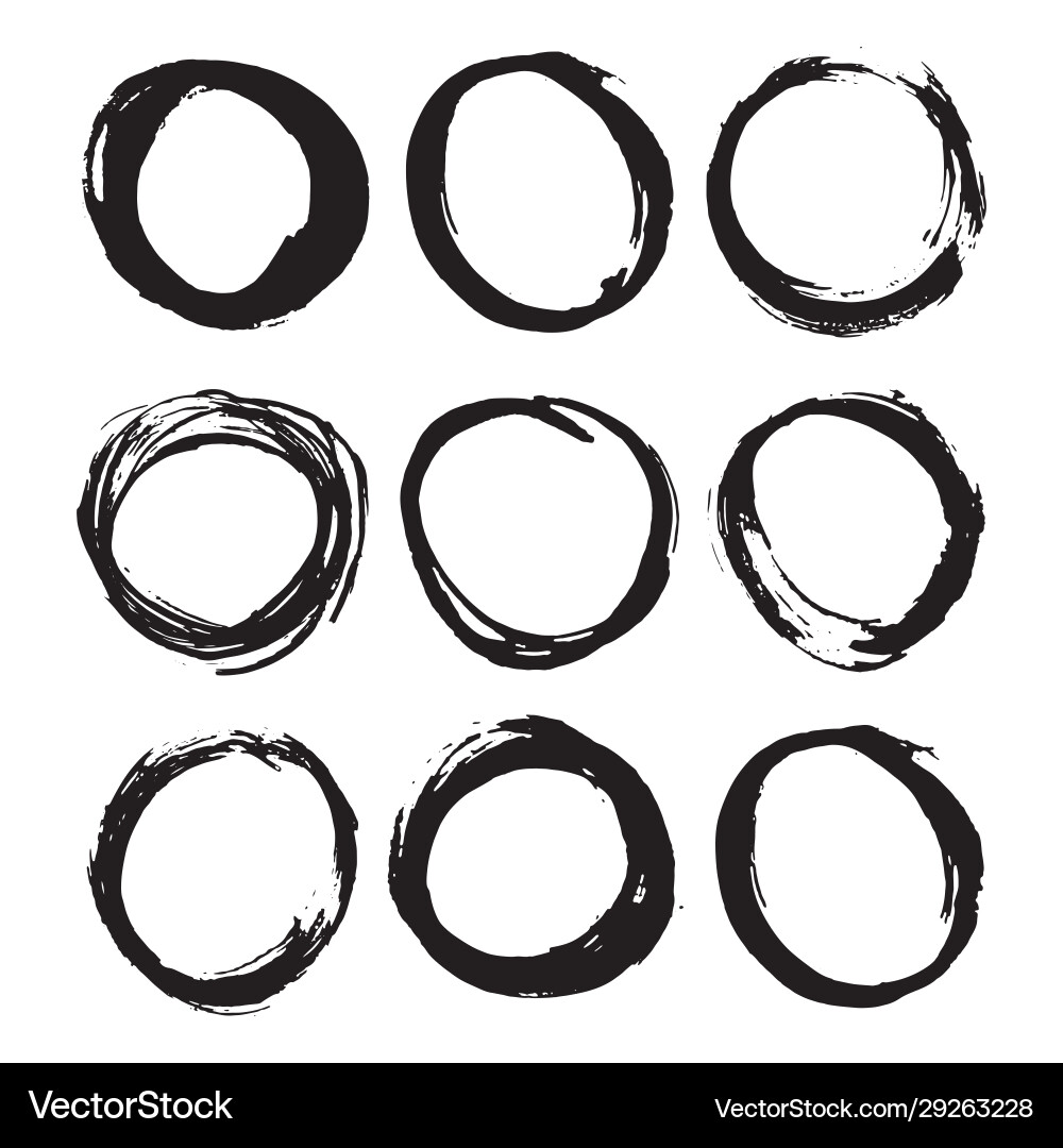 Grunge Circle Frames - Hand Drawn Royalty Free Vector Image