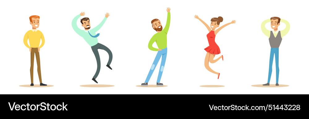 Happy people character elated and rejoice Vector Image