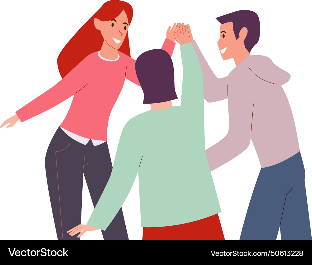 High five happy people informal greeting Vector Image